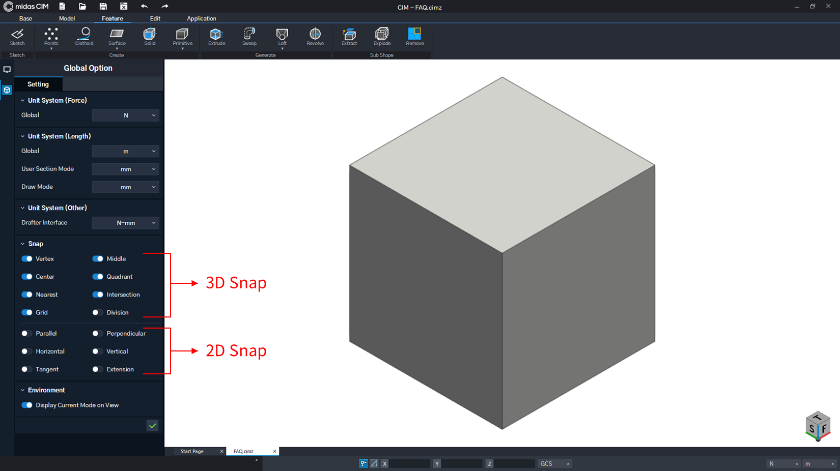 [CIM/Base] Global Setting(Snap Symbol) – MIDAS Support