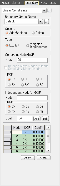 Linear Constraints – MIDAS Support