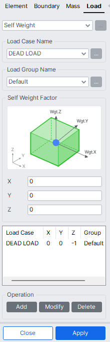 Self Weight – MIDAS Support