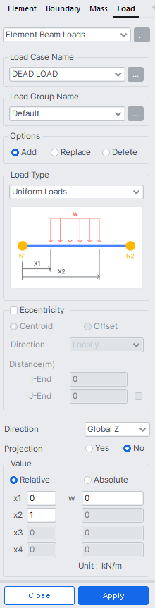 Element Beam Loads – MIDAS Support