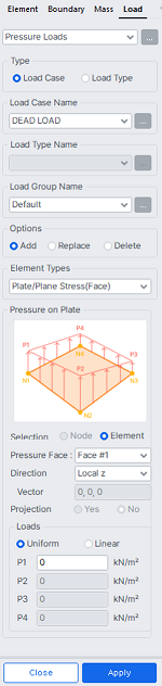Assign Pressure Loads – MIDAS Support