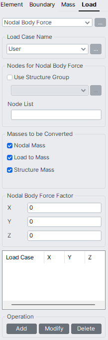 Nodal Body Force – MIDAS Support