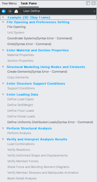 Task Pane – MIDAS Support