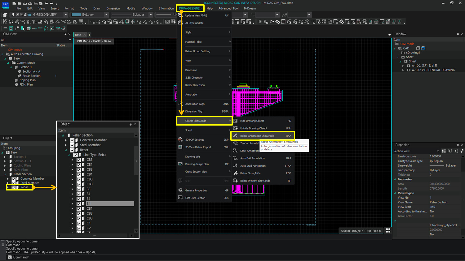 [CAD ID] How to Create a 2D Drawing (Rebar Drawing) – MIDAS Support
