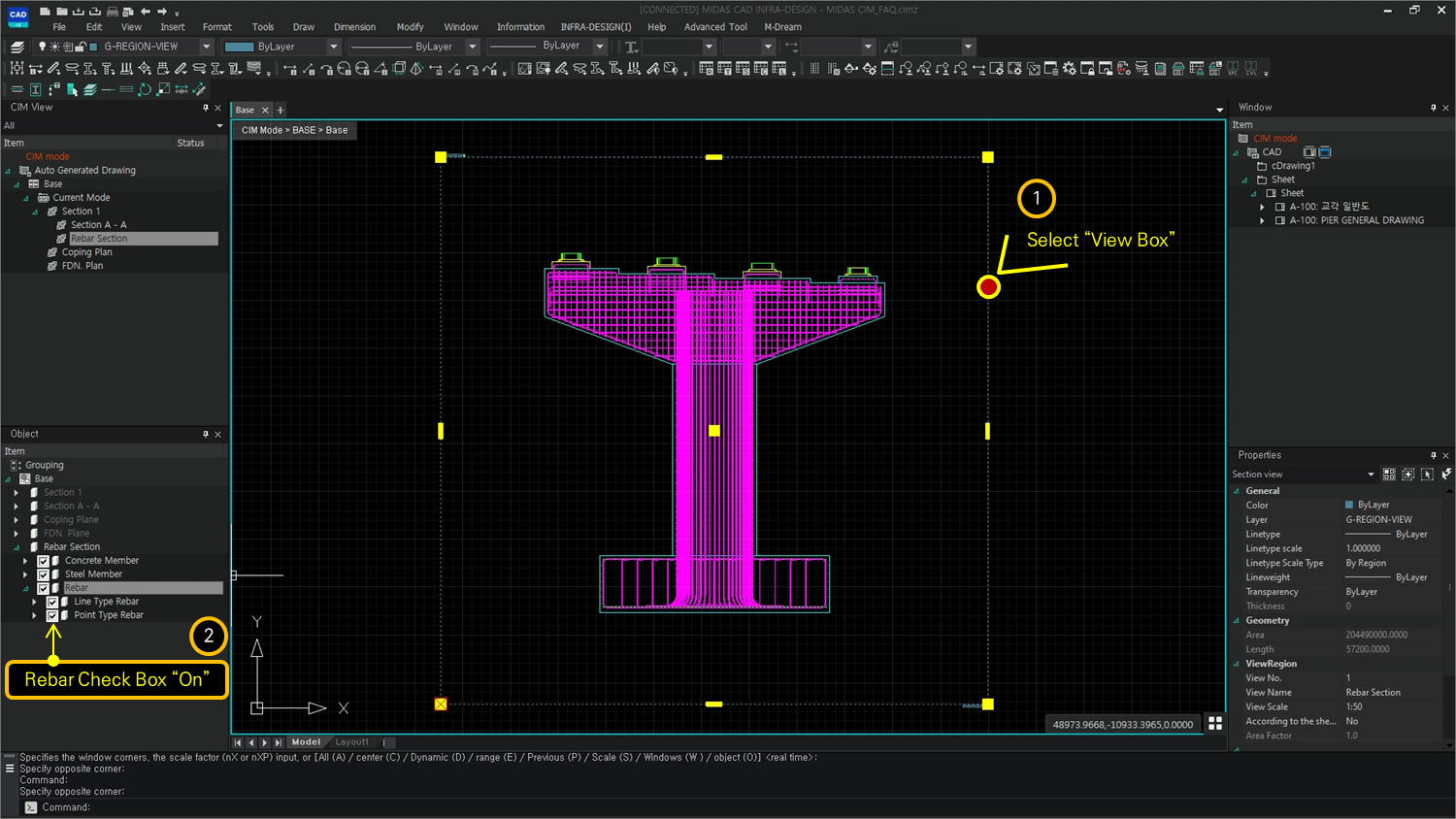 [CAD ID] How to Create a 2D Drawing (Rebar Drawing) – MIDAS Support