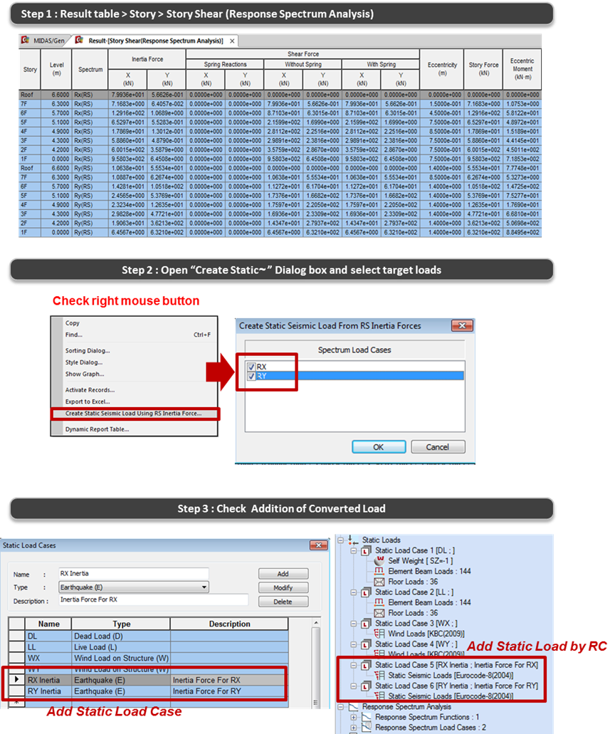 Story Shear(Response Spectrum Analysis) Table – MIDAS Support