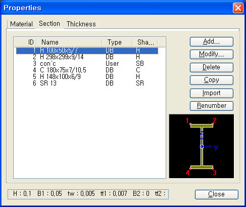 Section Properties (Common) – MIDAS Support
