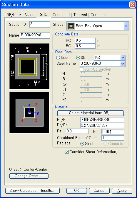 Section Properties (SRC) – MIDAS Support
