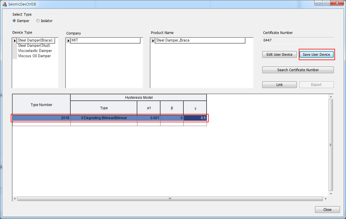 Seismic Control Device DB Manager – MIDAS Support