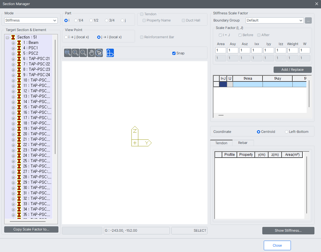 Section Manager - Stiffness – MIDAS Support