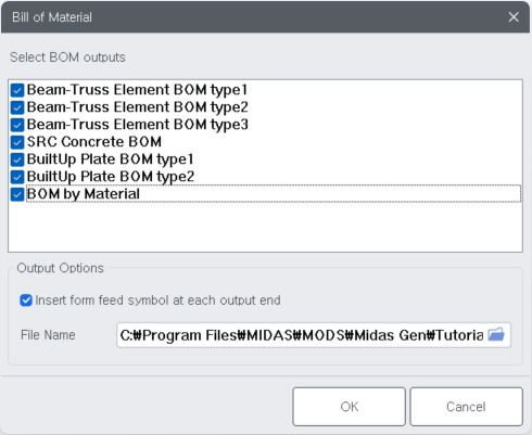 Bill of Material – MIDAS Support
