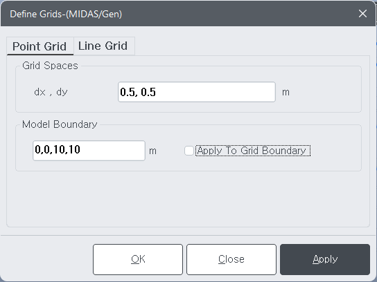 Define Grid – MIDAS Support