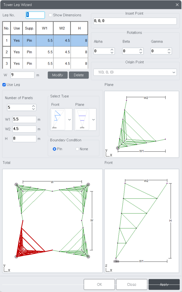 Tower Leg – MIDAS Support