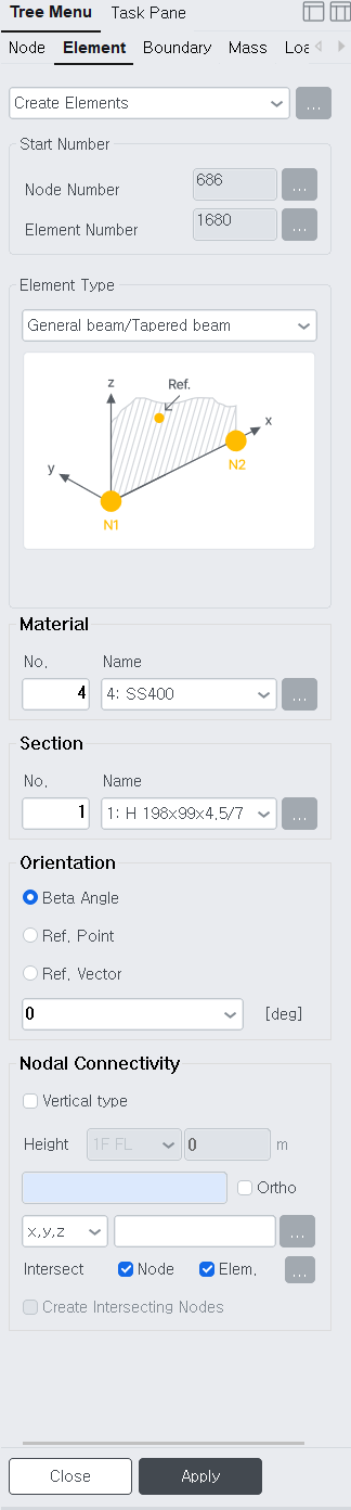 Create Elements – MIDAS Support