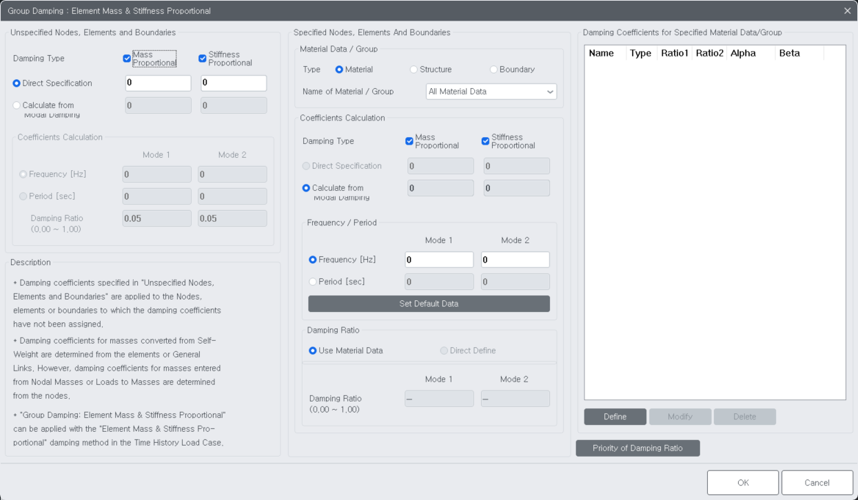 Group Damping : Element Mass & Stiffness Proportional – MIDAS Support