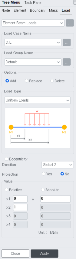 Element Beam Loads – MIDAS Support