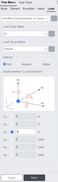 Specified Displacements of Supports – MIDAS Support