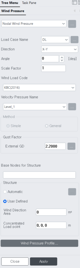 Nodal Wind Pressure – MIDAS Support