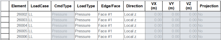 Pressure Loads Table – MIDAS Support