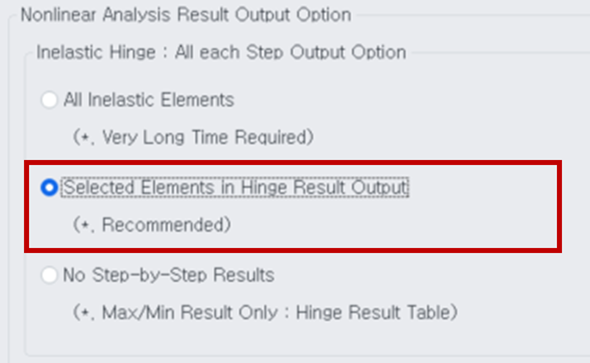 Select Inelastic Hinge Result Output(Element) – MIDAS Support