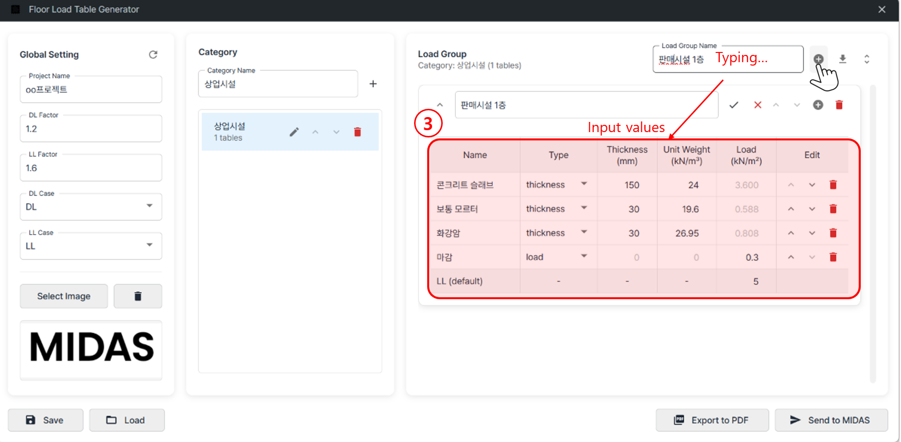 Floor Load Table Generator – MIDAS Support