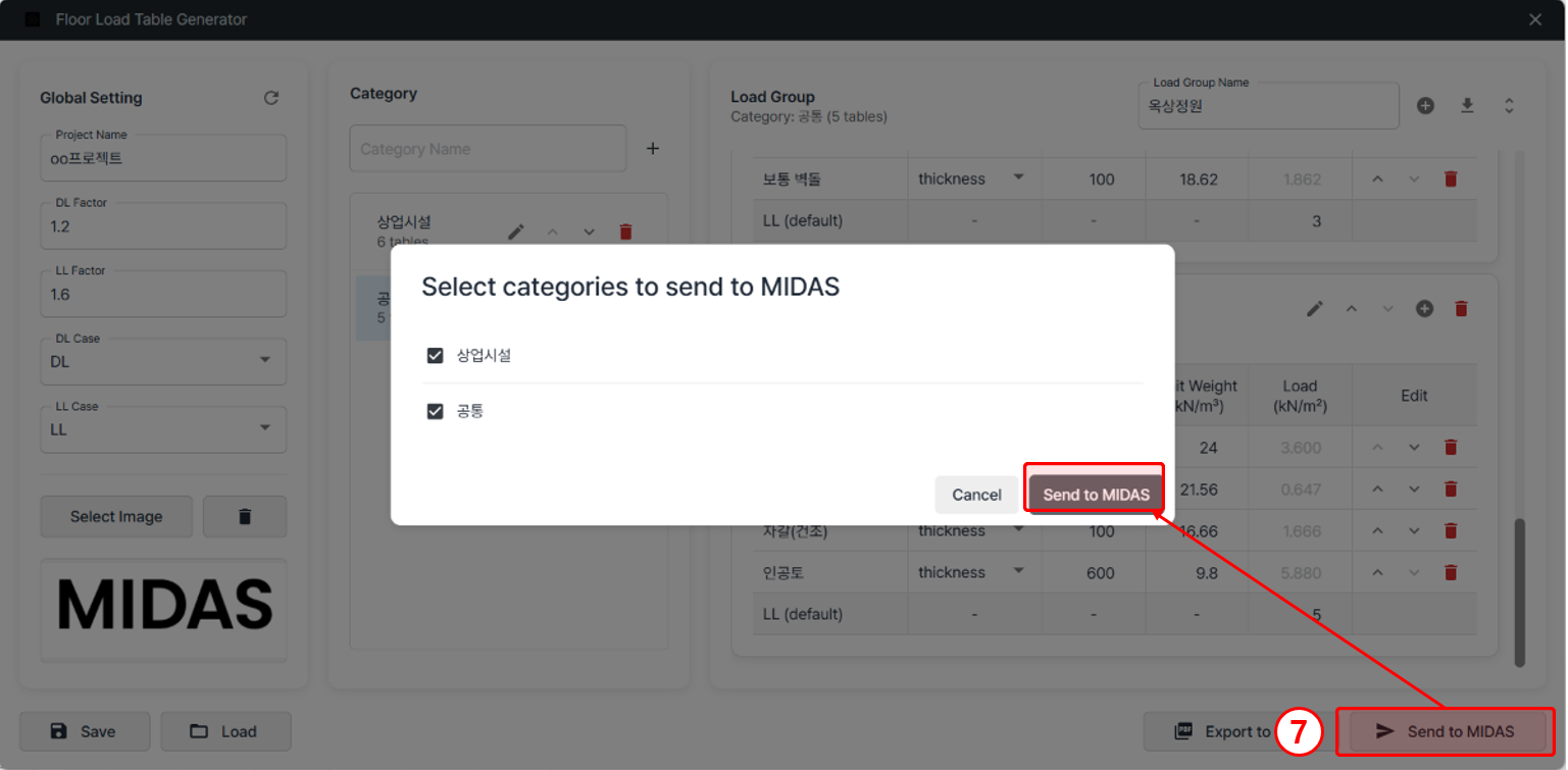 Floor Load Table Generator – MIDAS Support