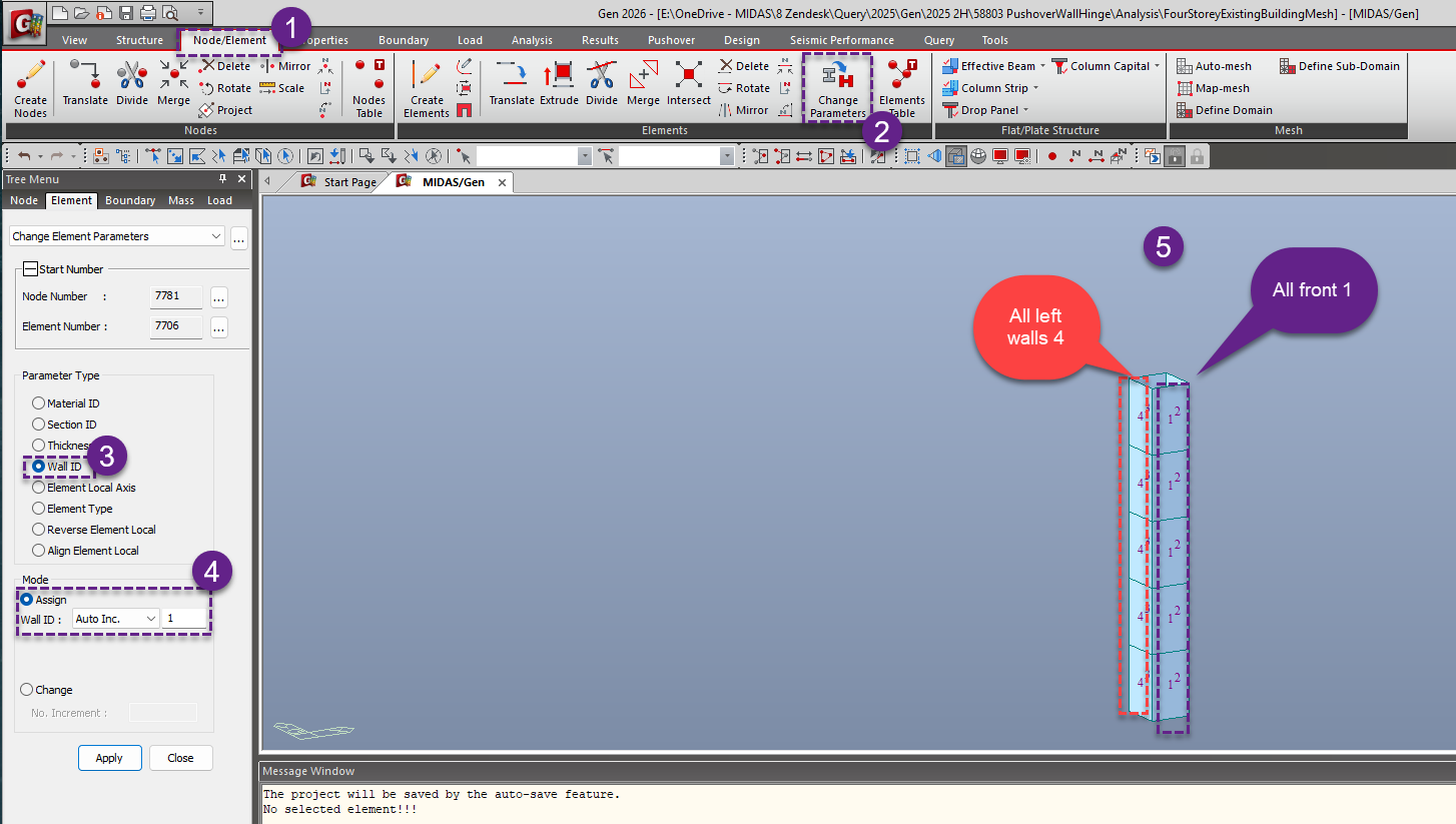 [GEN] FAQ Pushover Wall Hinge assignment warning “Cannot Assign ..” Appear in MIDAS Gen – MIDAS ...