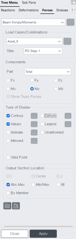 Beam Forces/Moments – MIDAS Support