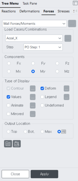 Wall Forces/Moments – MIDAS Support
