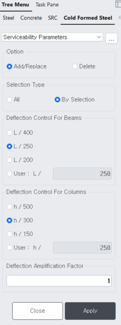 Serviceability Parameters – MIDAS Support