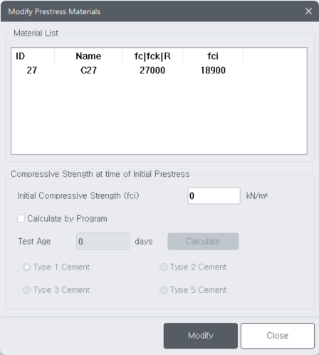 Modify Prestress Materials – MIDAS Support