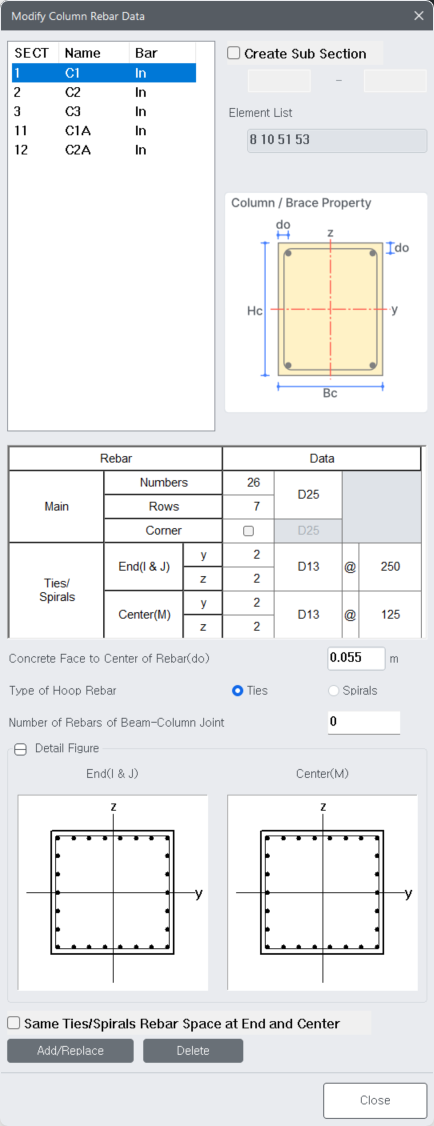 Modify Column Rebar Data – MIDAS Support