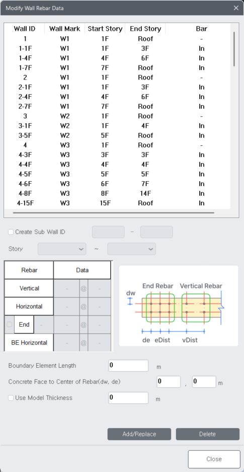 Modify Wall Rebar Data – MIDAS Support