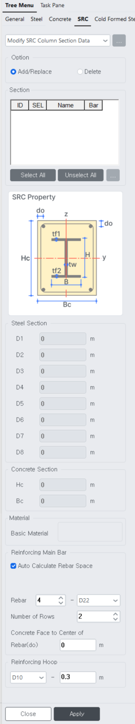 Modify SRC Column Section Data – MIDAS Support