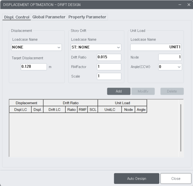 Displacement Optimal Design – MIDAS Support