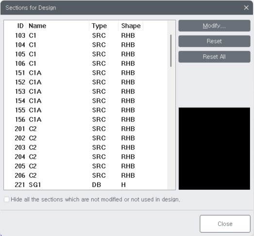 Section for Design – MIDAS Support