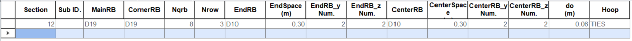 Modify Column Rebar Data Table – MIDAS Support