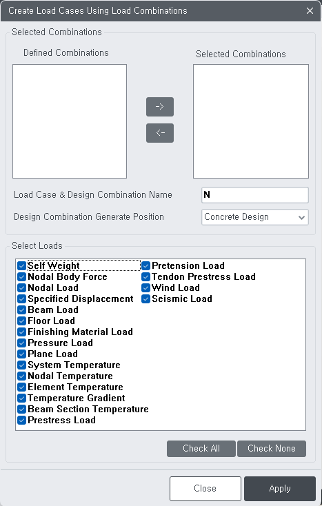 Create Load Cases Using Load Combinations – MIDAS Support