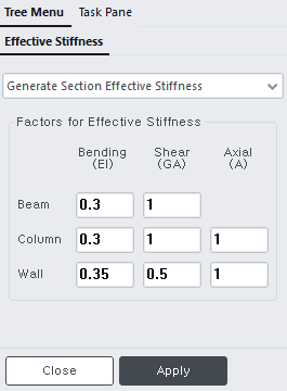 Generate Section Effective Stiffness – MIDAS Support