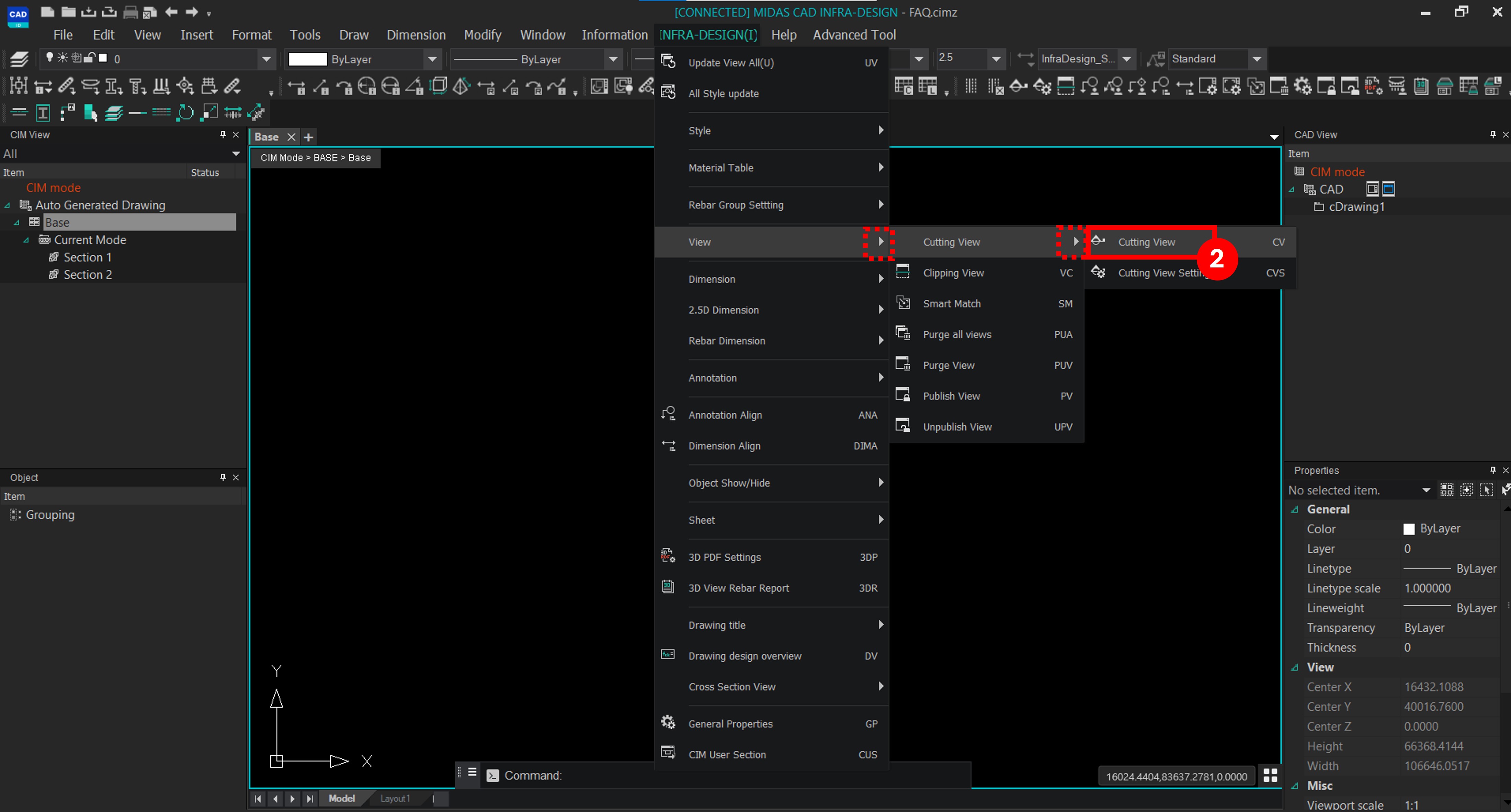 [CAD ID] How to create a cutting view in CAD ID? – MIDAS Support