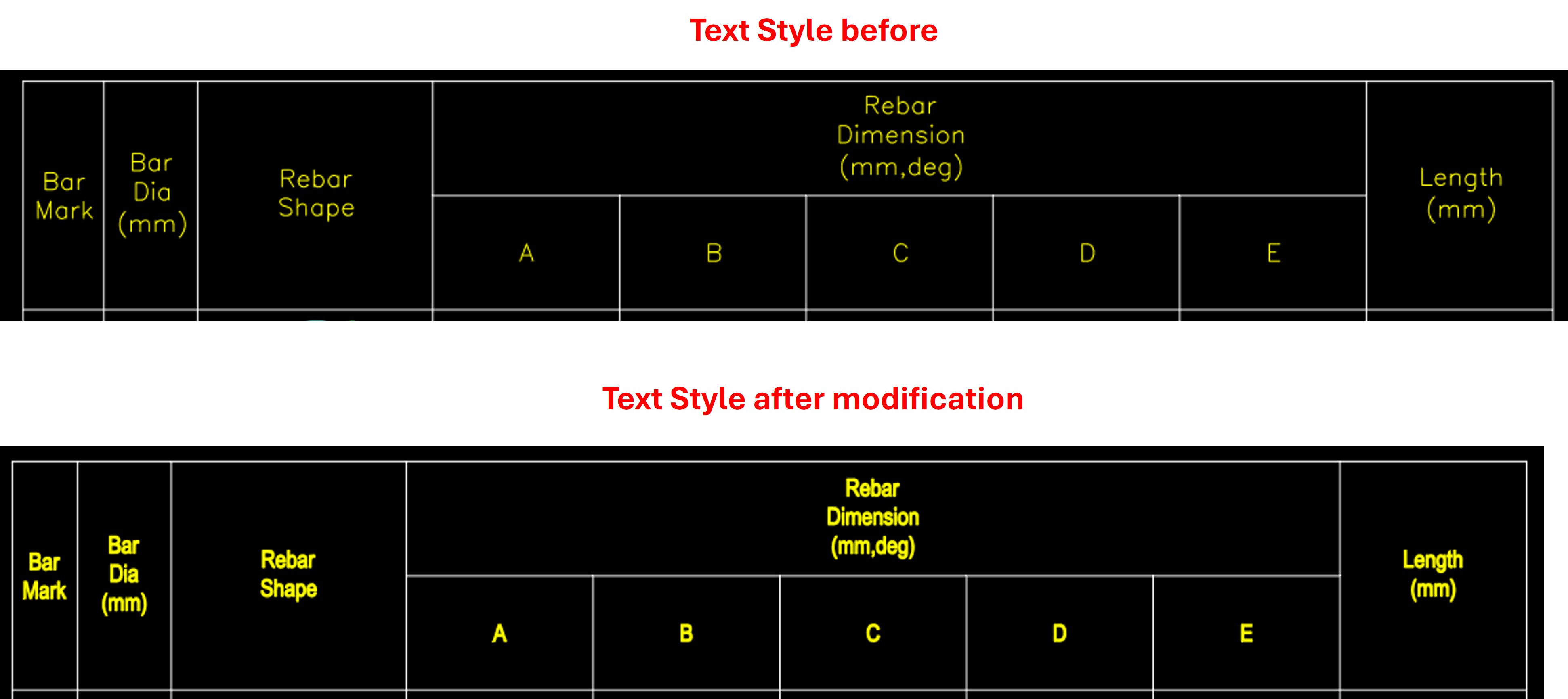 [CAD ID] How to modify the text of a rebar schedule? – MIDAS Support