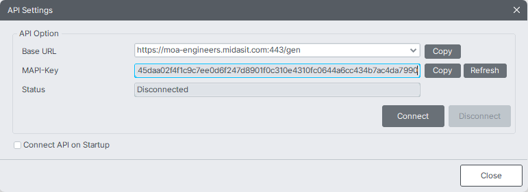 API Settings – MIDAS Support